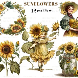 Sunflower Watercolor Clipart, Sunflower Illustrations, Sunflower Wreath ...