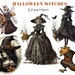 Halloween Witches Watercolor Clipart, Halloween PNG Clip Art Set, Witch ...