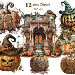 Pumpkin Clipart Set, Autumn Graphic for Scrapbook, Junk Journal, Fall ...