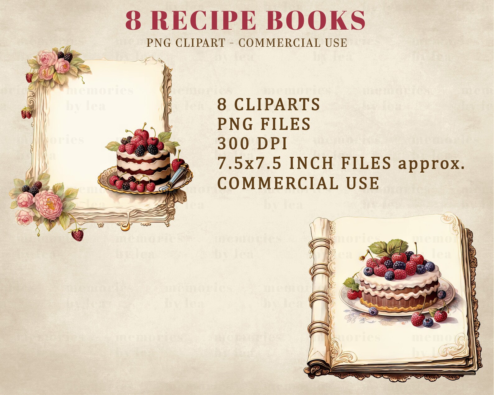 Vintage Recipe Book Clipart, Baking, Cooking, Cookbook PNG Clipart ...