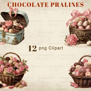 Vintage Chocolate Pralines Clipart, Chocolate Box Desserts PNG Clipart ...