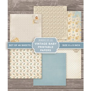 Vintage Baby Boy Printable Paper Pack, Digital Paper, Baby Printable ...