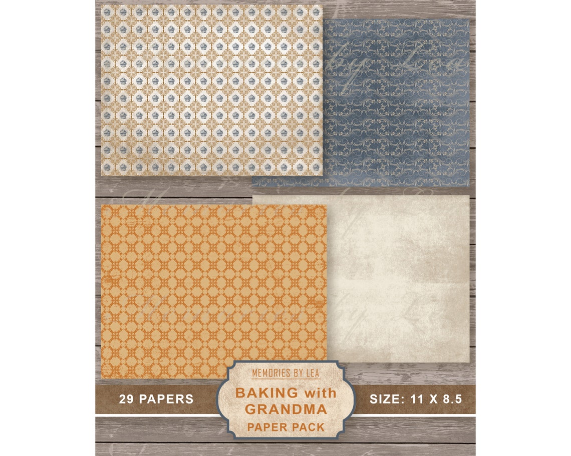 Baking Printable Papers, Baking Grandma Junk Journal, Scrapbook Baking ...