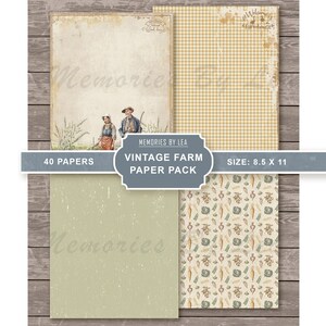 Vintage Farm Digital Paper Pack 8.5x11, Farmhouse Printable ...