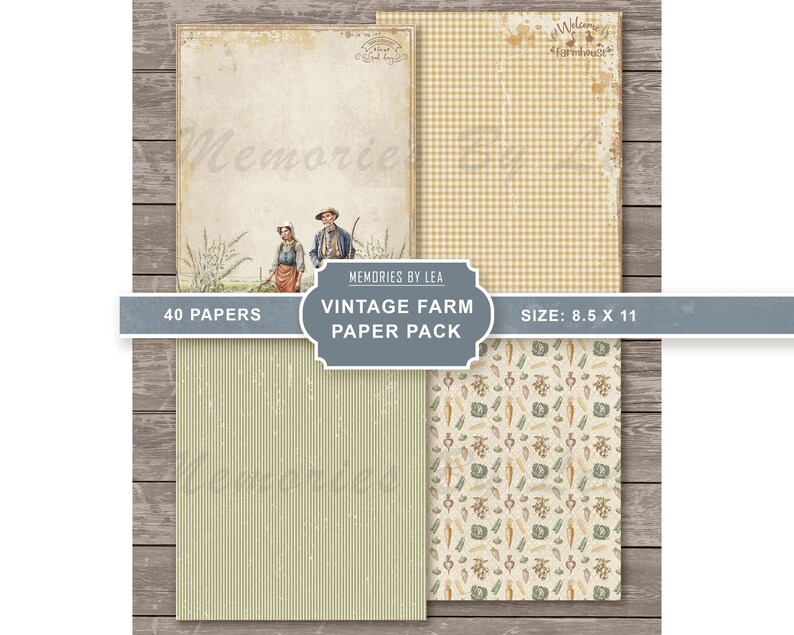 Vintage Farm Digital Paper Pack, Scrapbook Junk Journal (digital ...