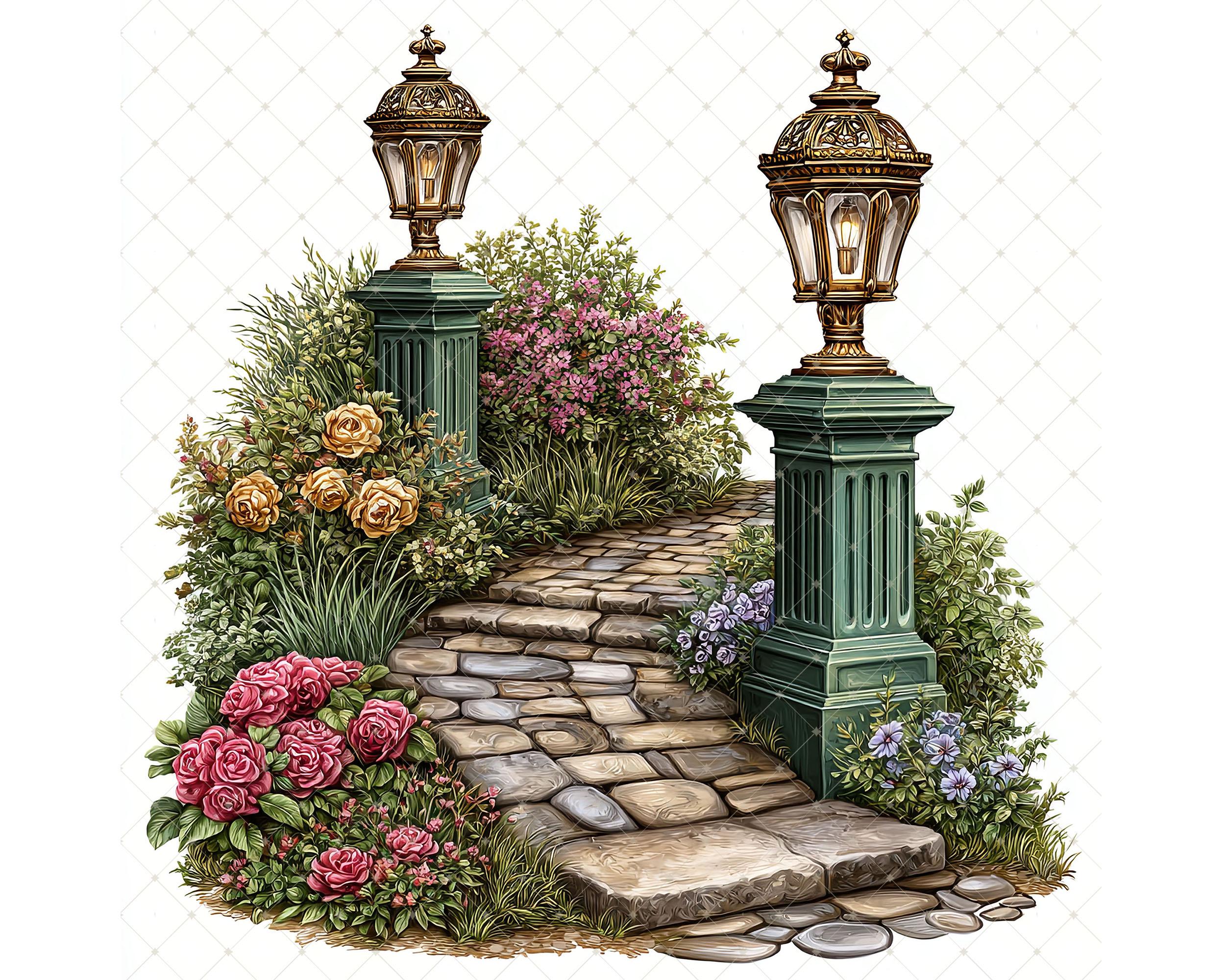 Cobblestone Path Clipart, Spring Garden Walkway, Digital JPG ...
