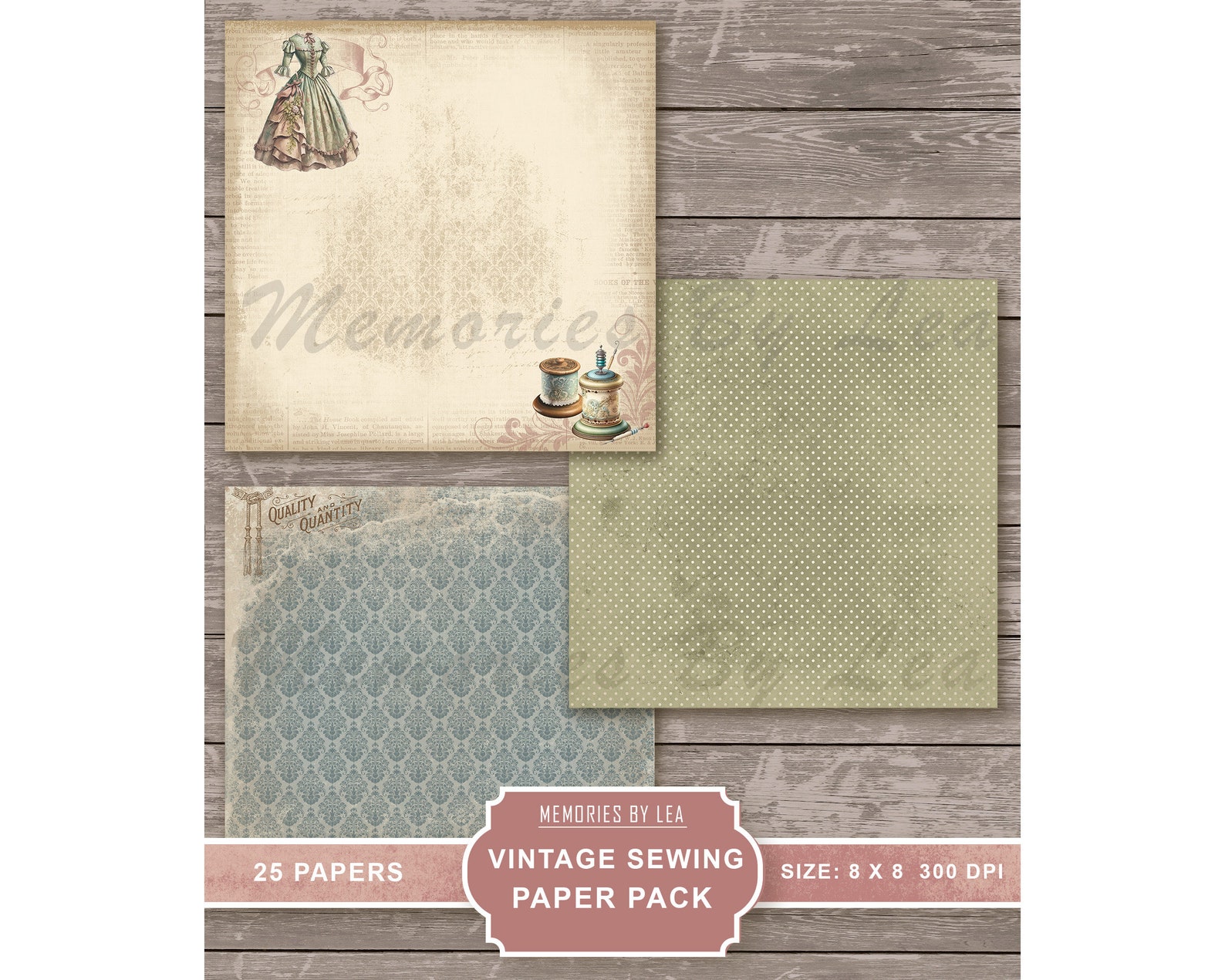 Vintage Sewing Printable Digital Paper Pack, Fashion Digital ...