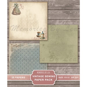 Vintage Sewing Printable Digital Paper Pack, Fashion Digital ...