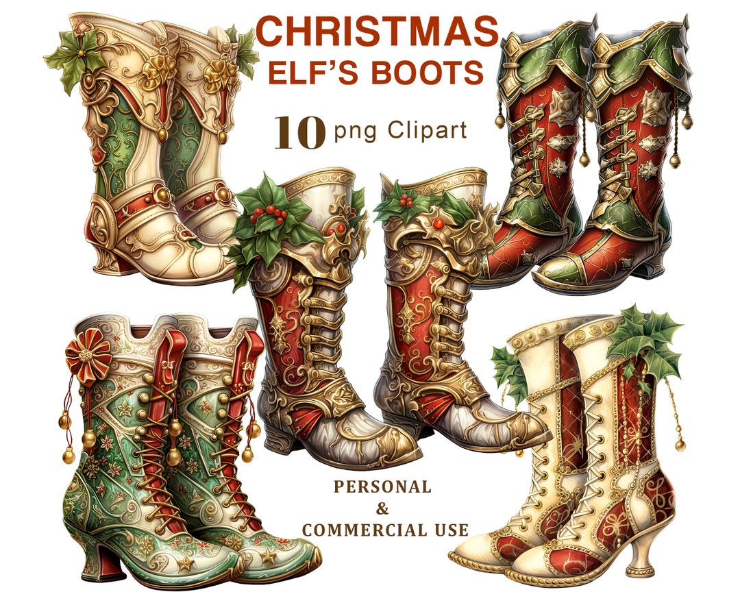 Christmas Elf Boots Clipart, Elf Shoes PNG Clip Art, Elf Graphics for ...