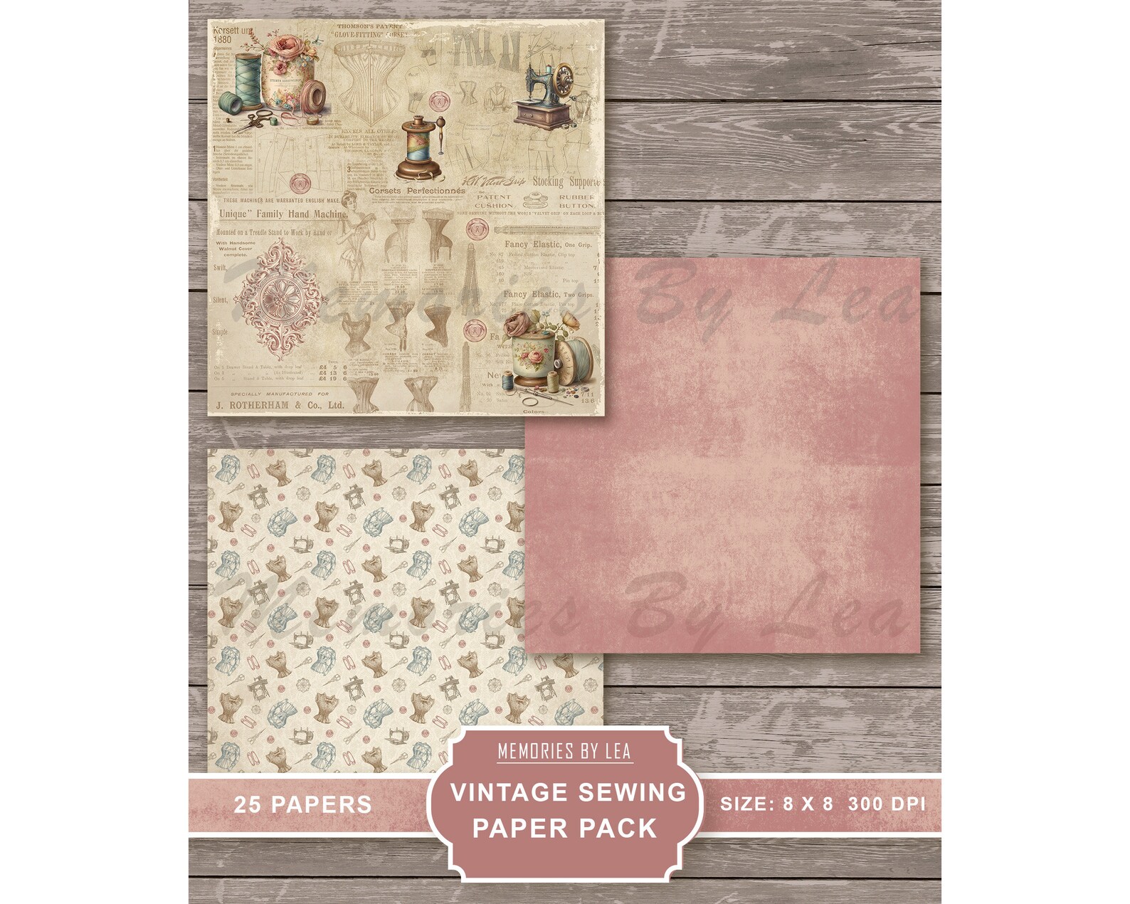 Vintage Sewing Printable Digital Paper Pack Fashion Digital - Etsy