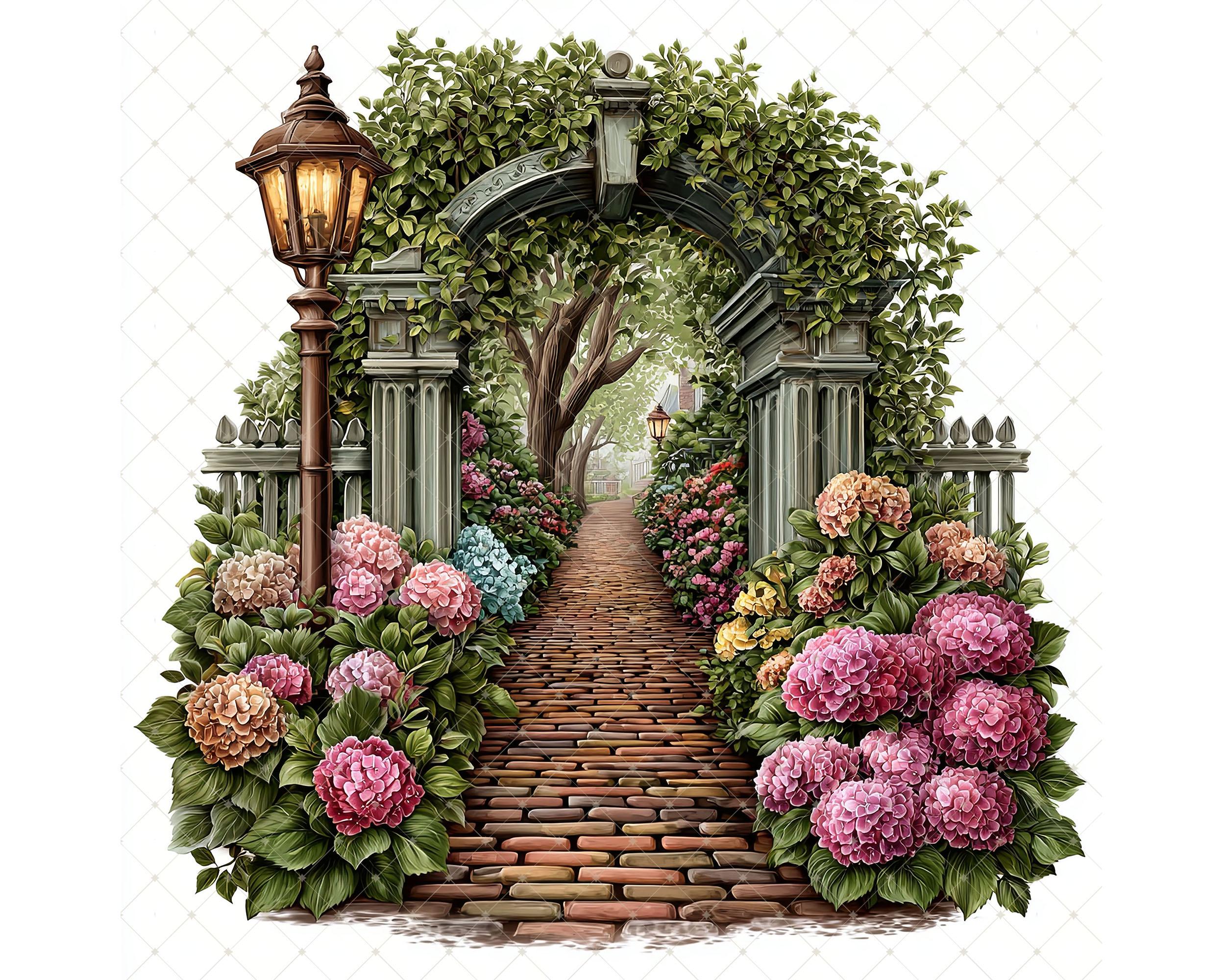 Cobblestone Path Clipart, Spring Garden Walkway, Digital JPG ...