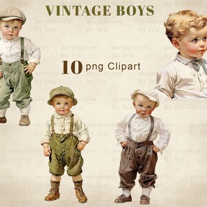 Vintage Little Boys Clipart, Toddler Boy PNG Clipart, Little Boys ...