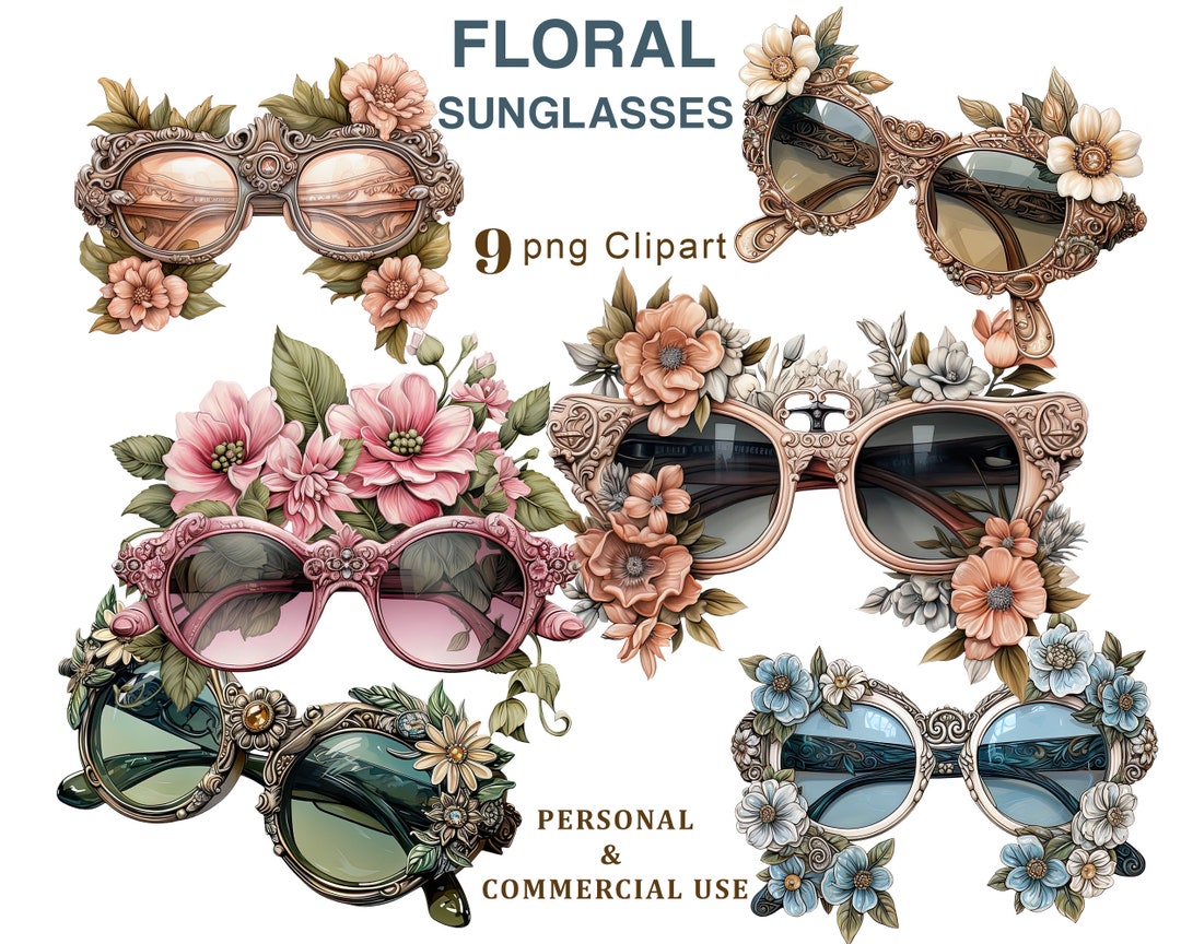 Floral Sunglasses Clipart, Sunglasses PNG Clipart, Summer, Graphics for ...