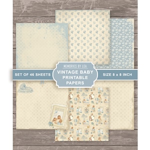 Vintage Baby Boy Printable Paper Pack, Digital Paper, Baby Printable ...