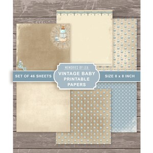 Vintage Baby Boy Printable Paper Pack, Digital Paper, Baby Printable ...