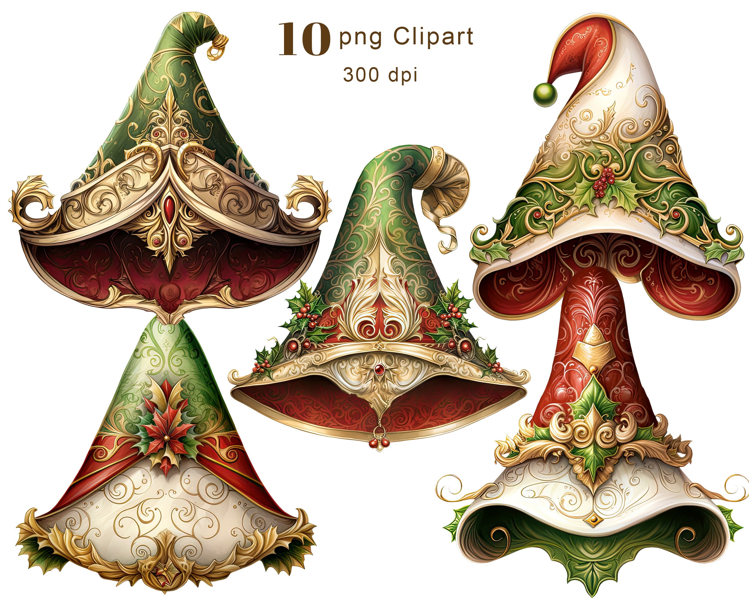 Christmas Elf Hats Clipart Christmas Hat PNG Clip Art Elf - Etsy