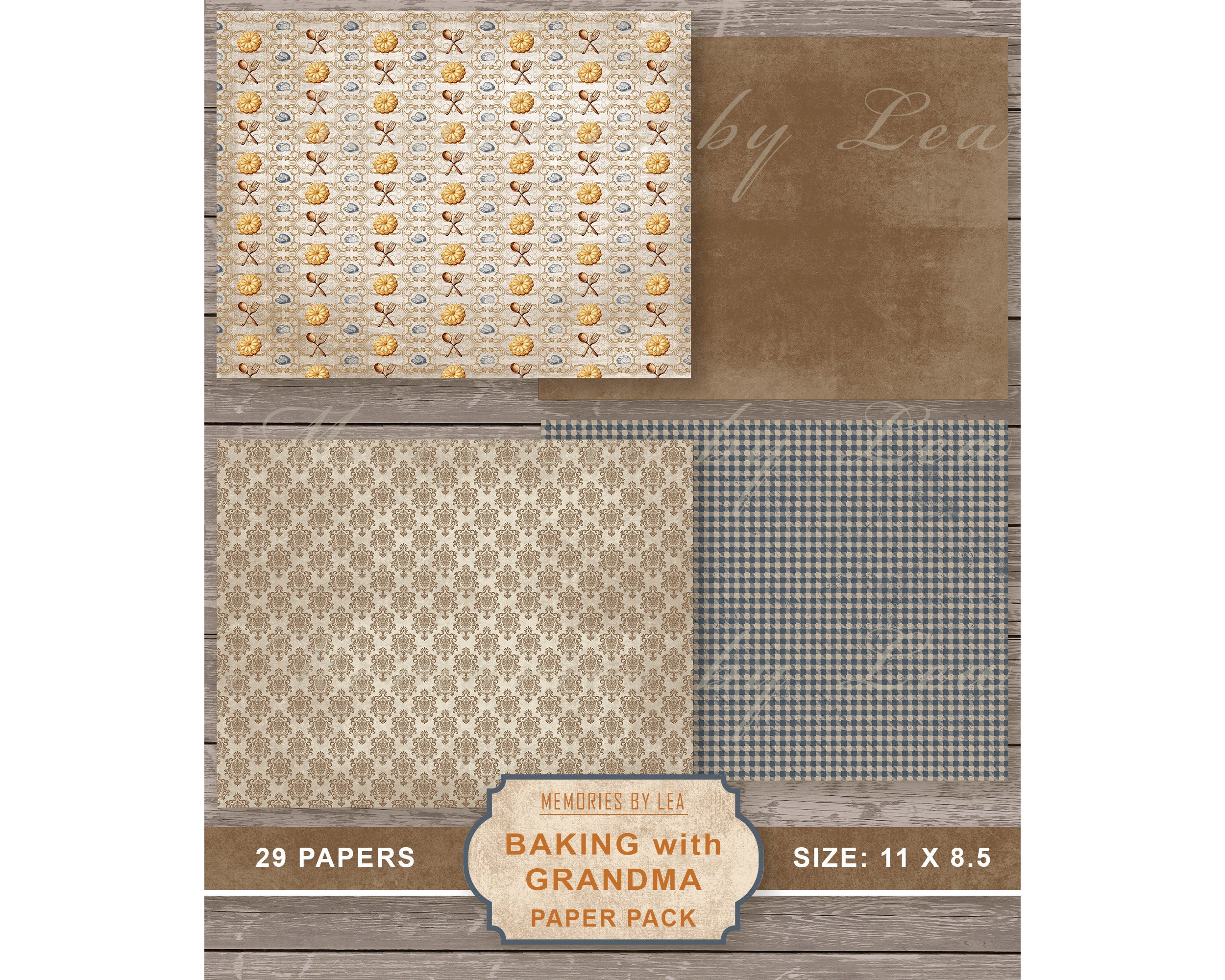 Baking Printable Papers, Baking Grandma Junk Journal, Scrapbook Baking ...