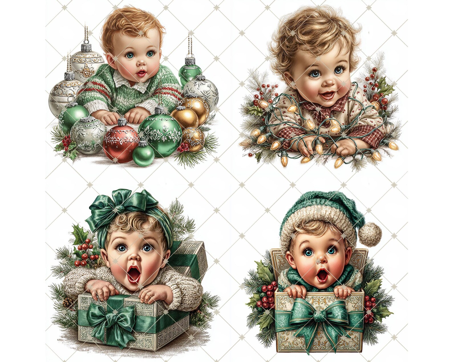 Sweet Christmas Baby Clipart: Holiday Baby Graphics for Cards ...