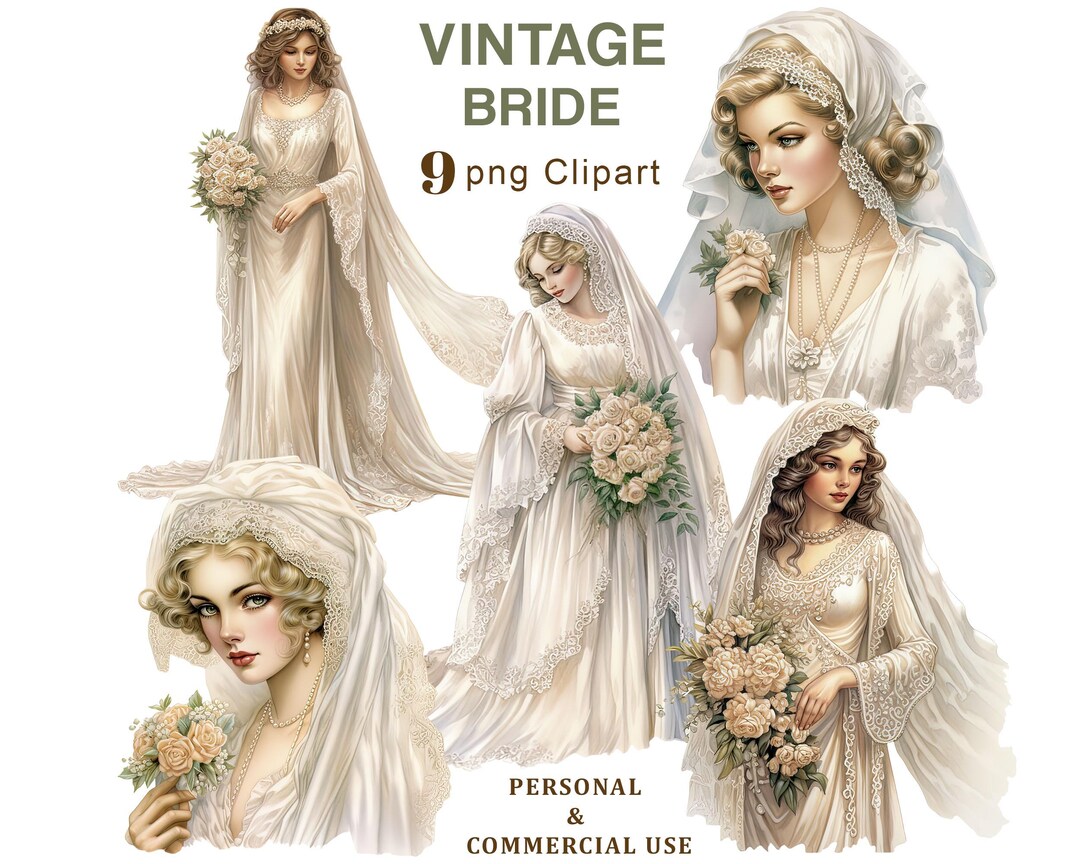 Bride, Vintage Clipart, PNG Wedding Clipart, Junk Journal, Scrapbooking ...