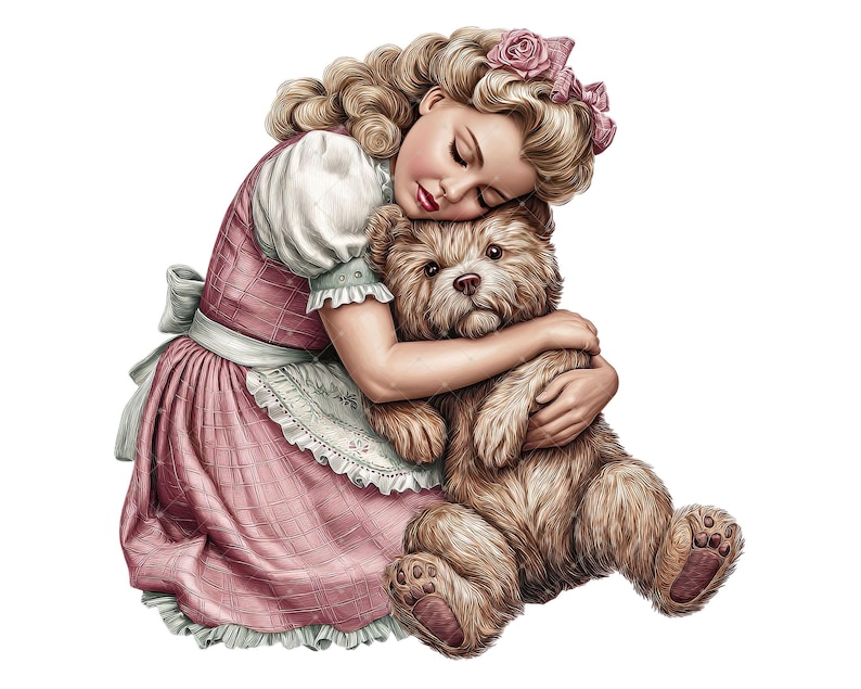 Girl With Teddy Bear Clipart: 22 Valentine Girl PNG Illustrations ...