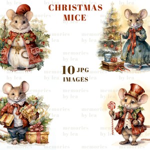 Christmas Mouse Clipart, Holiday Mice JPG, Graphics for Junk Journal ...