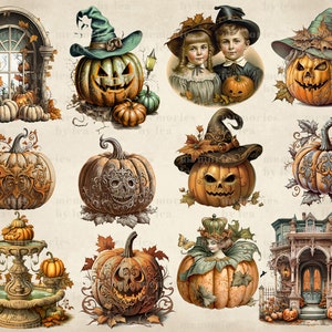 Pumpkin Clipart Set, Autumn Graphic for Scrapbook, Junk Journal, Fall ...