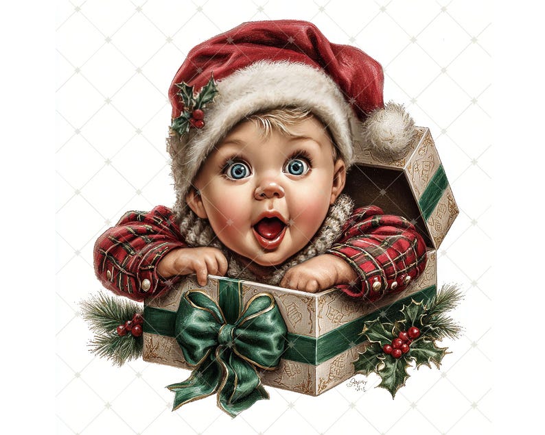 Sweet Christmas Baby Clipart: Holiday Baby Graphics for Cards ...