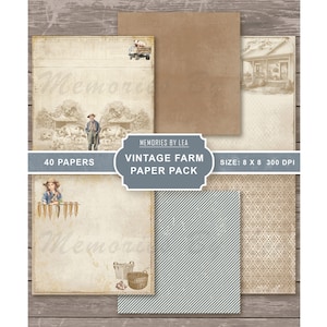 Vintage Farm Printable Digital Paper Pack, Farmhouse Digital ...