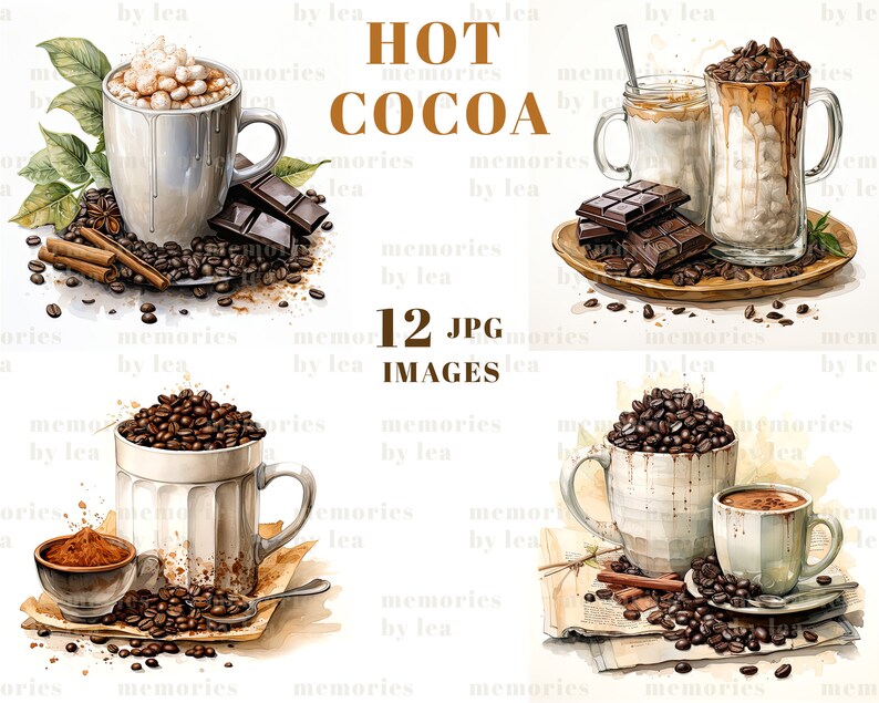 Cocoa Clipart, Hot Chocolate, Mug, Food, Drinks, Sweets JPG Graphics ...