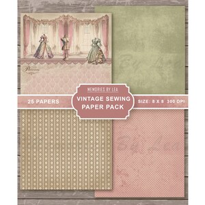 Vintage Sewing Printable Digital Paper Pack, Fashion Digital ...