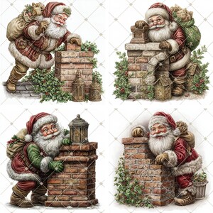 Chimney Santa Clipart: Winter Holidays Jpg Printable Ephemera ...
