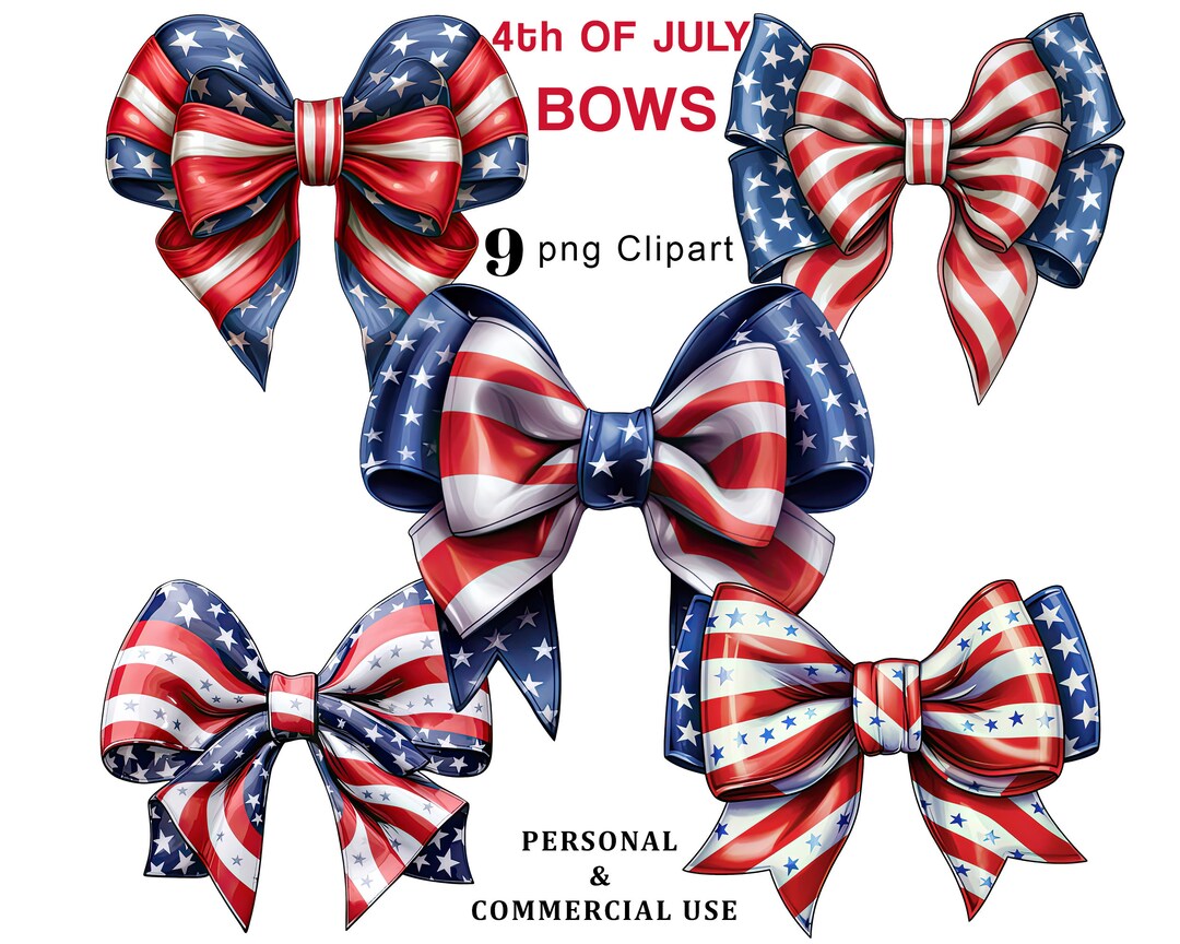 4th of July Bow Clipart, American Independence Day PNG Clipart ...