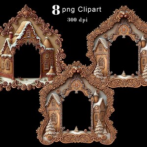 Vintage Gingerbread Frames, Png Christmas Clipart Set, Scrapbook ...