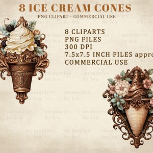 Vintage Ice Cream Cones Clipart, Summer Dessert PNG Clipart, Summer ...