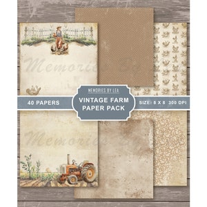 Vintage Farm Printable Digital Paper Pack, Farmhouse Digital ...