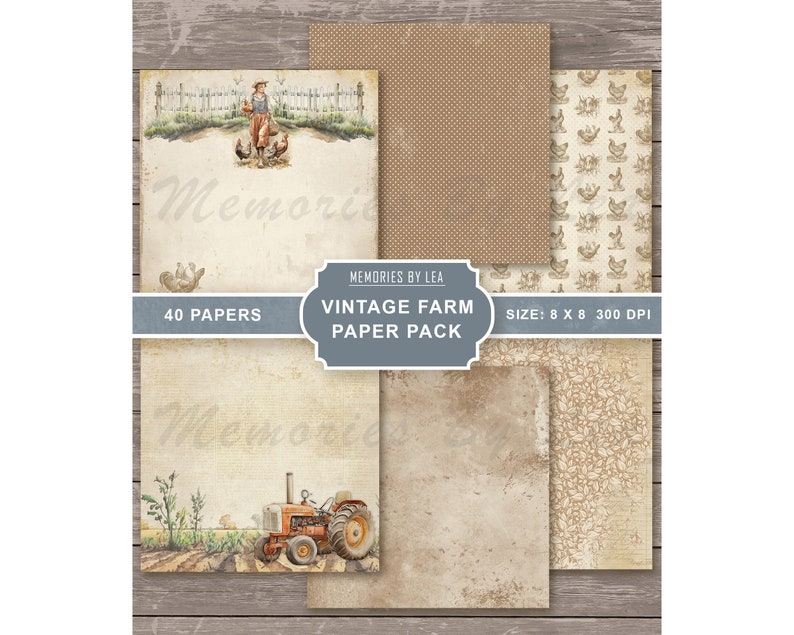 Vintage Farm Printable Digital Paper Pack, Farmhouse Digital ...