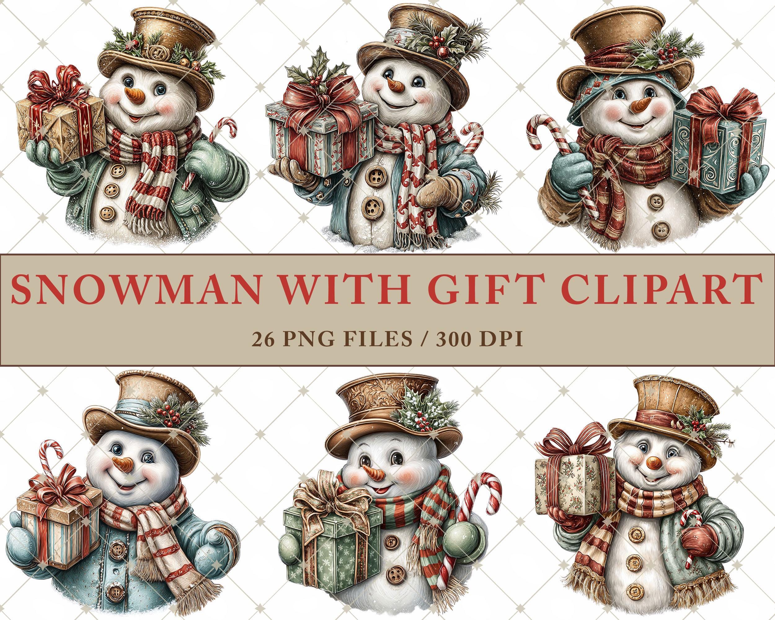 Christmas Snowman Clipart: Holiday PNG Illustrations (digital Download ...