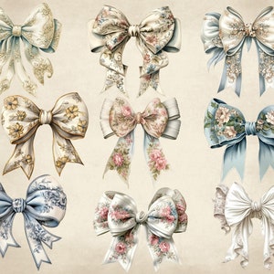 Elegant Bow Clipart, Vintage Wedding Bow PNG Clipart, Floral Shabby ...