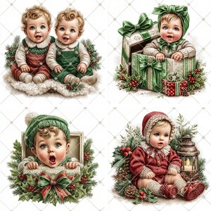 Sweet Christmas Baby Clipart: Holiday Baby Graphics for Cards ...