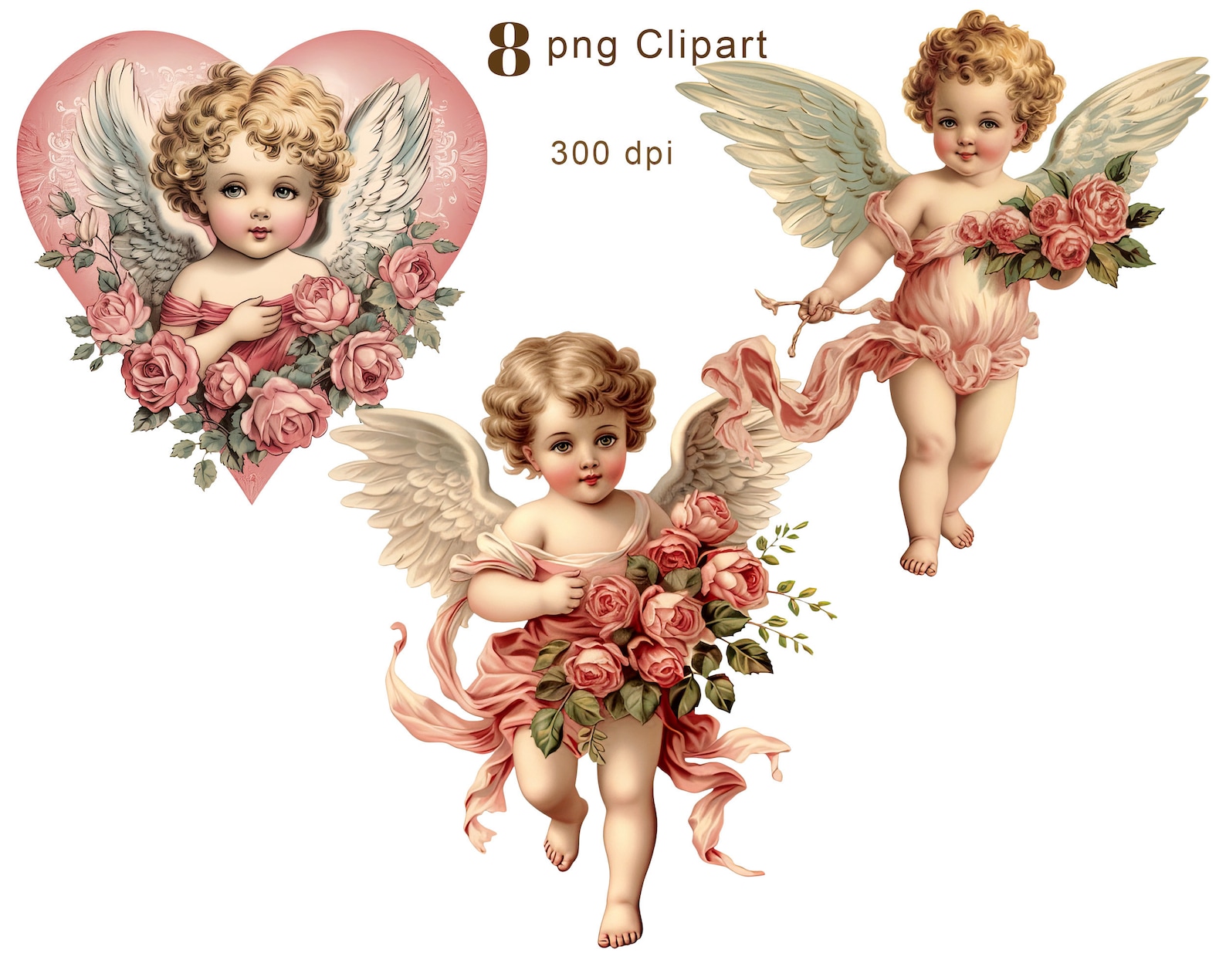 Victorian Cherubs Clipart, Angels PNG Illustration (digital Download ...