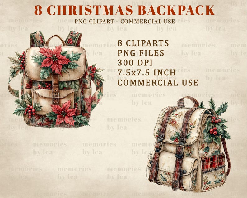 Christmas Backpack Clipart, Christmas PNG Clipart, Fashion, Vacation ...