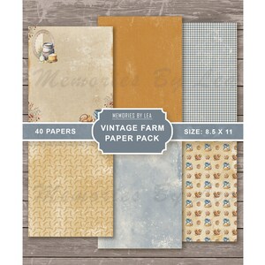 Vintage Farm Digital Paper Pack 8.5x11, Farmhouse Printable ...