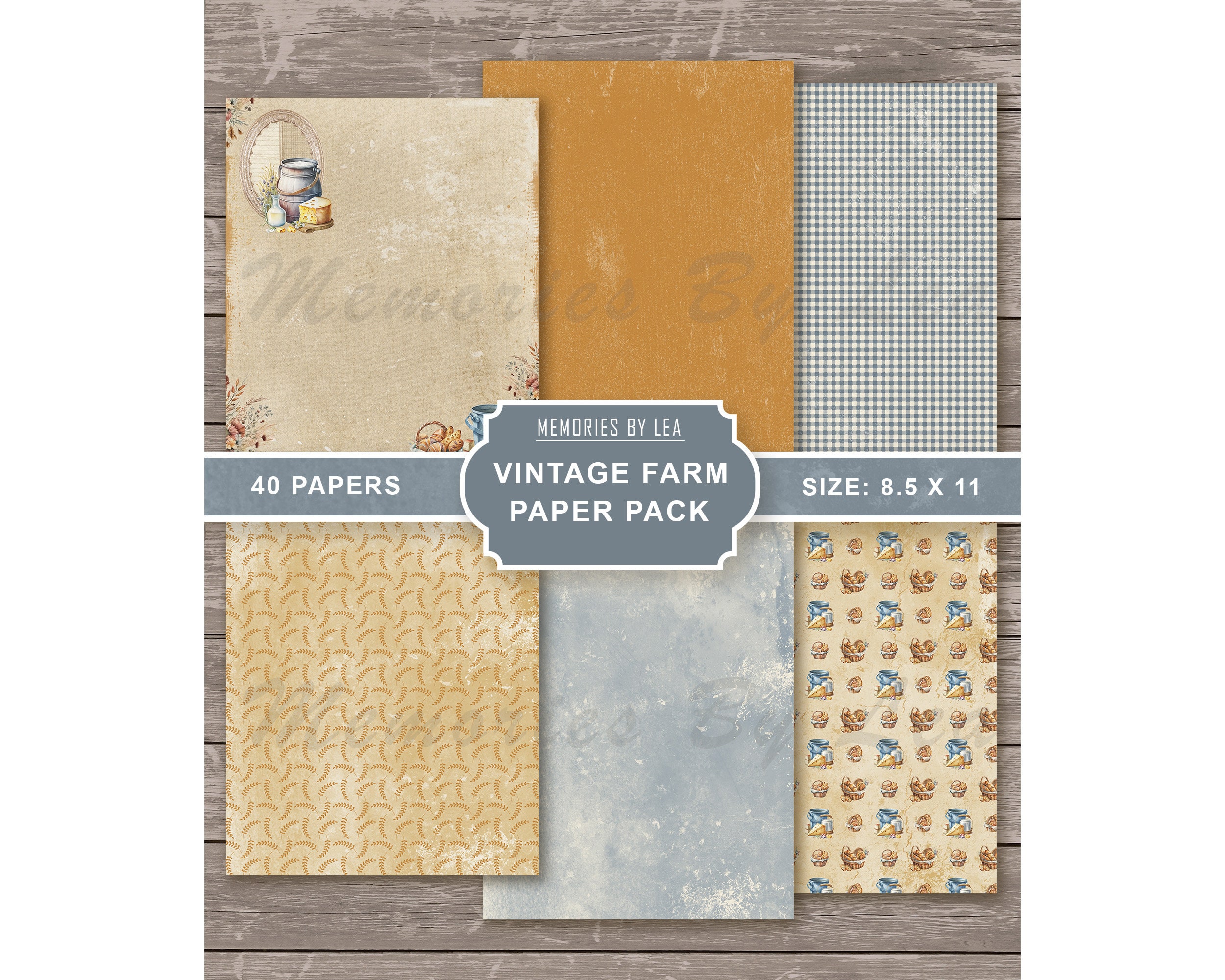 Vintage Farm Digital Paper Pack, Scrapbook Junk Journal (digital ...