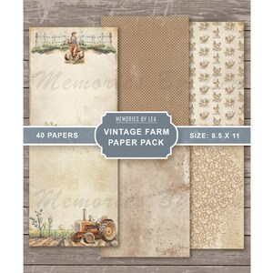 Vintage Farm Digital Paper Pack 8.5x11, Farmhouse Printable ...