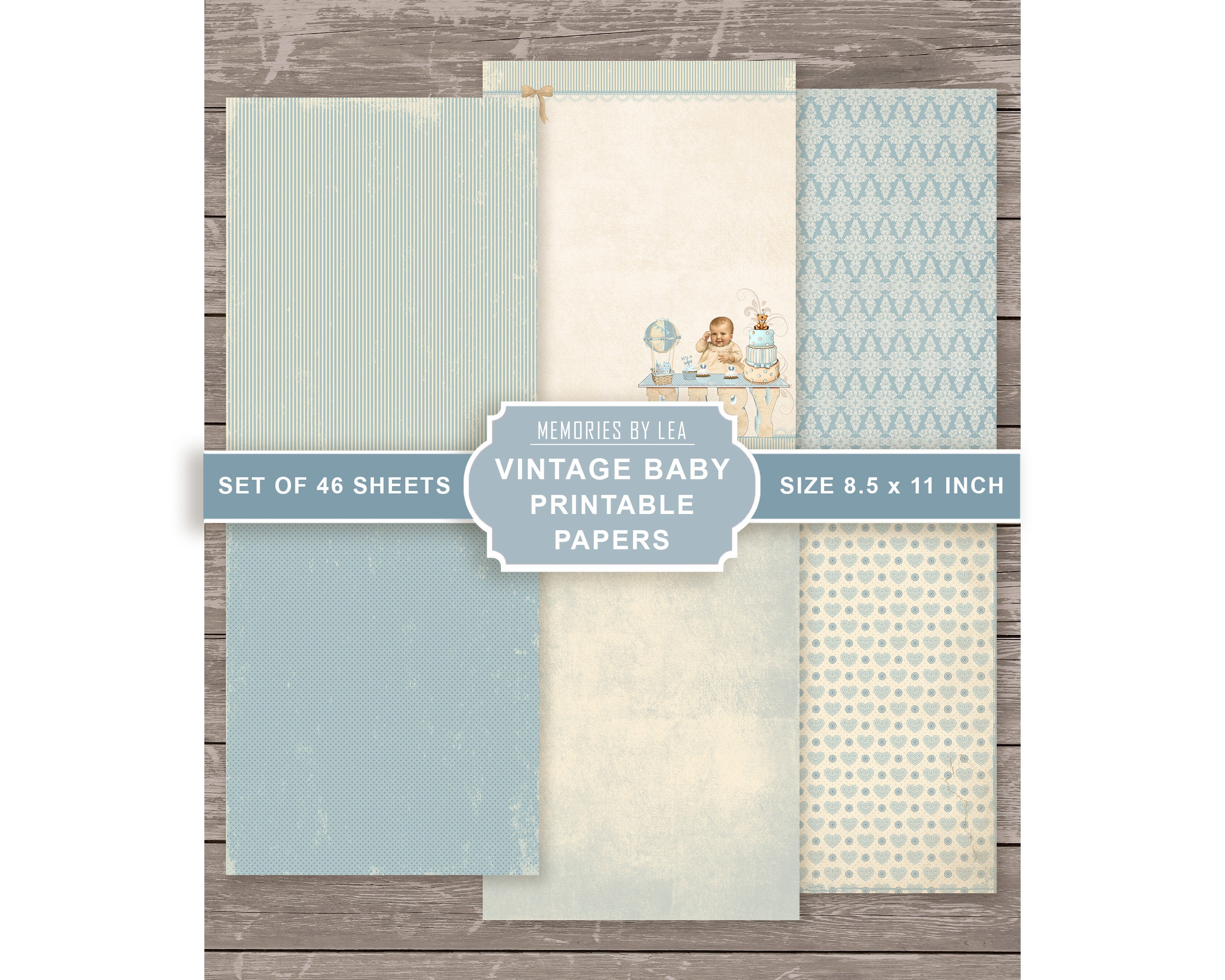 Vintage Baby Boy Printable Paper Pack Digital Paper Baby - Etsy