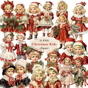 Christmas Kids Clipart: Holiday Children Printable PNG Illustration for ...