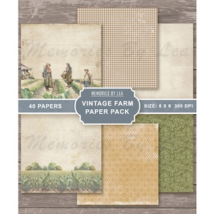 Vintage Farm Printable Digital Paper Pack, Farmhouse Digital ...