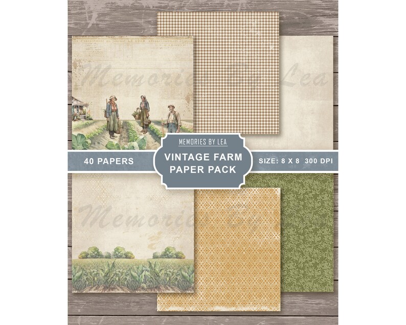 Vintage Farm Printable Digital Paper Pack, Farmhouse Digital ...