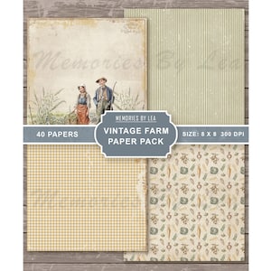 Vintage Farm Printable Digital Paper Pack, Farmhouse Digital ...