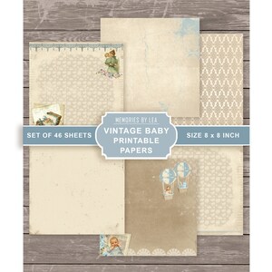 Vintage Baby Boy Printable Paper Pack, Digital Paper, Baby Printable ...